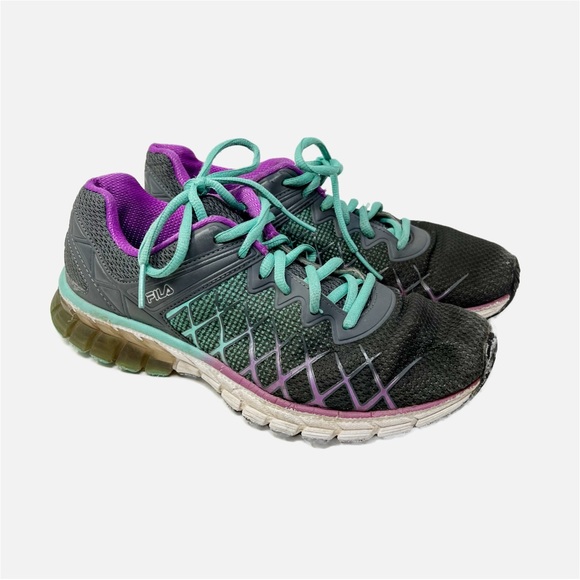 Fila | Shoes | Fila Lace Up Sneakers Gray Purple Teal | Poshmark